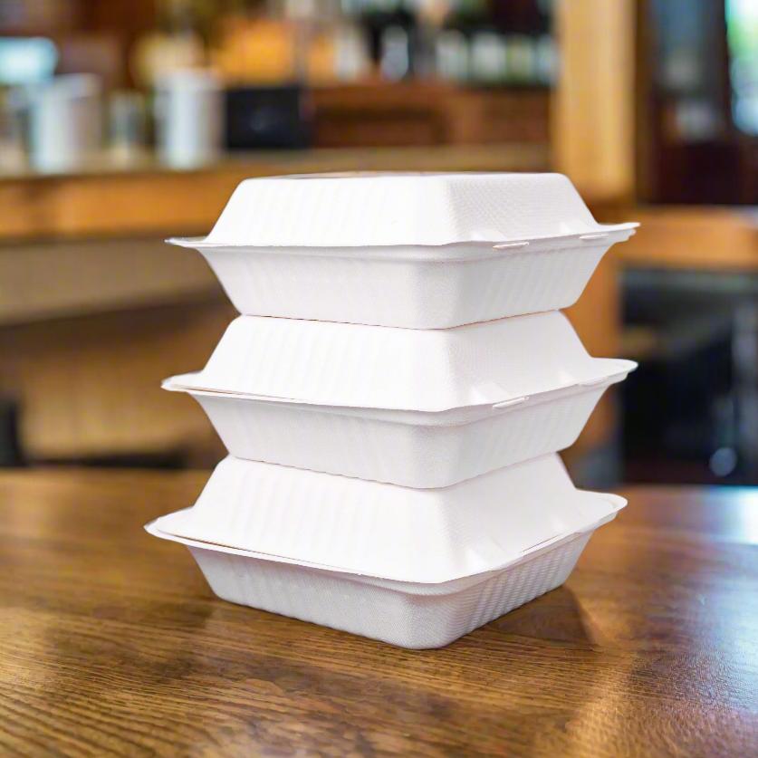 8x8 Compostable Clamshell - 200 count | Agave Straw Co.